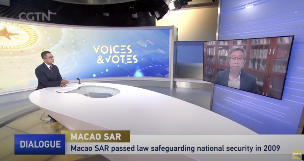 Prof. Hu Weixing was interviewed by CGTN - Faculty of Social Sciences | University of Macau