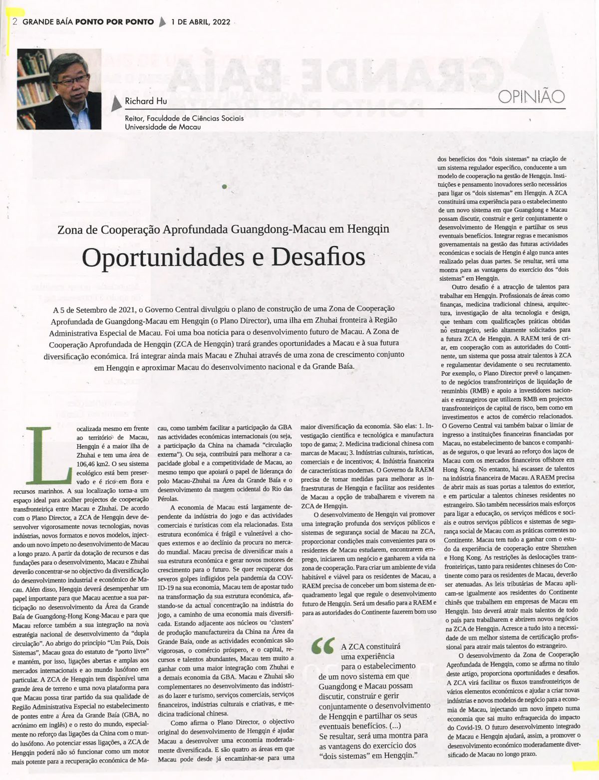 Dean Hu interviewed by Ponto Final to talk about GBAS's future ...