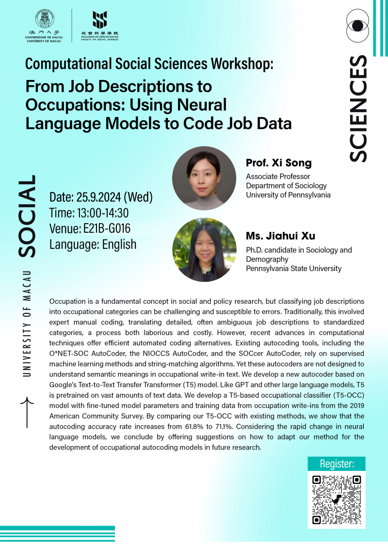 Computational Social Sciences Workshop: From Job Descriptions to Occupations: Using Neural ...